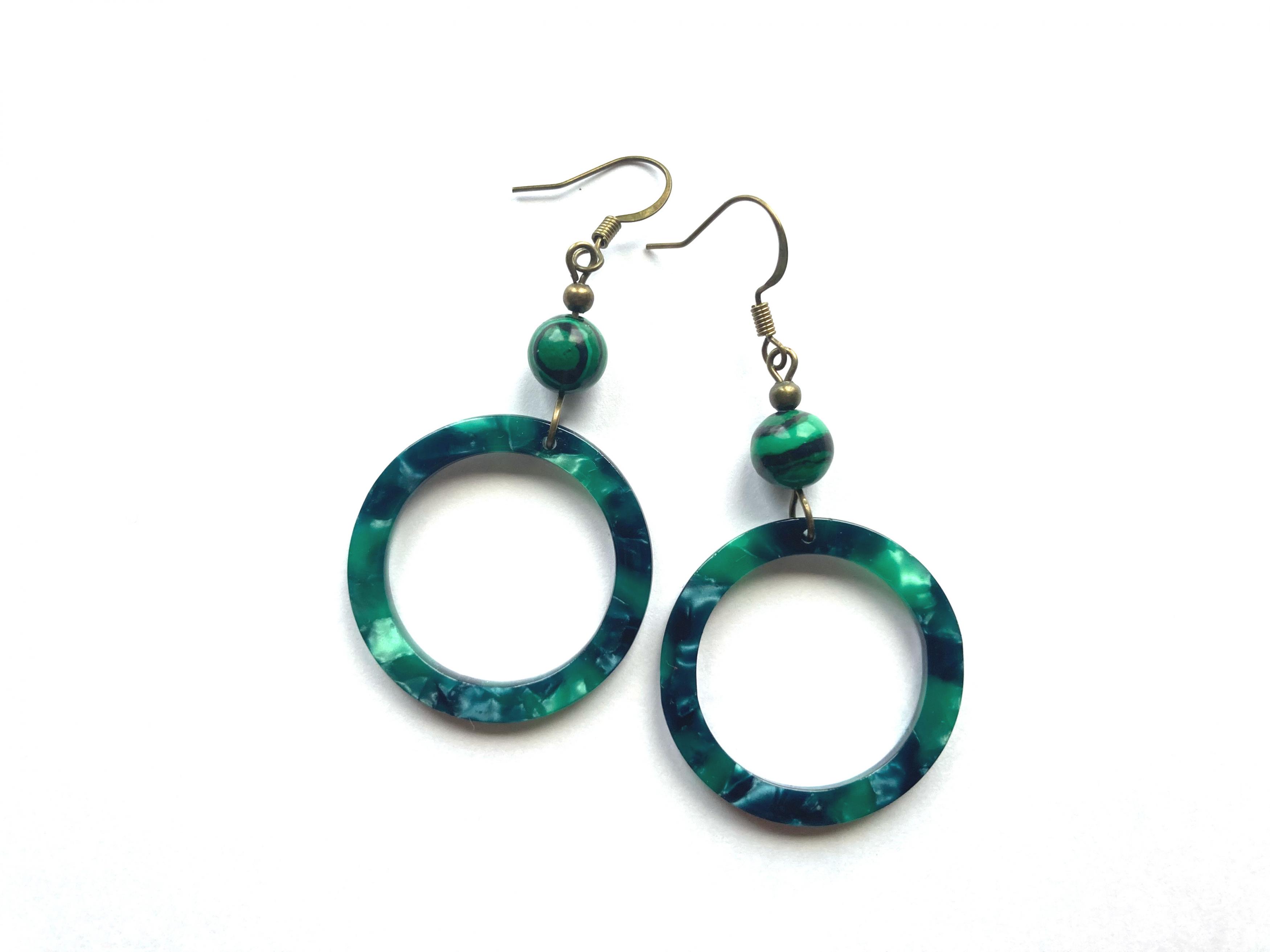 Tortoise Shell Statement Earrings With Malachite Pearls, Selma Dreams ...